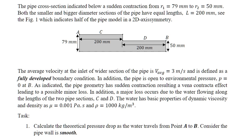 SOLVED: The pipe cross-section indicated below shows a sudden ...