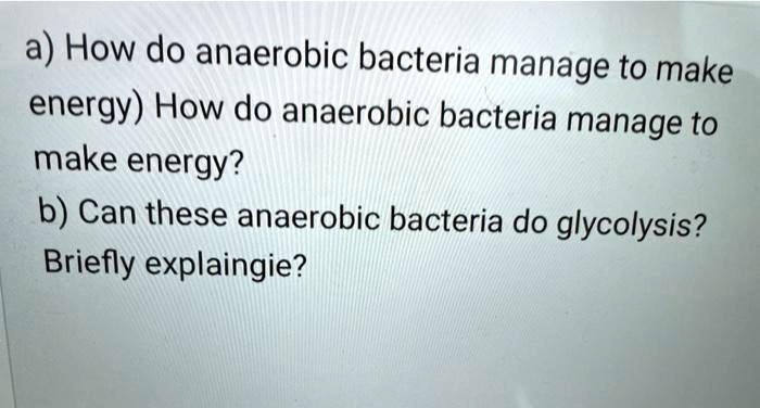 a) How do anaerobic bacteria manage to make energy) How do anaerobic ...