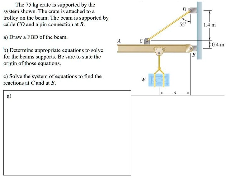 SOLVED: NEED ASAP The 75 kg crate is supported by the system shown. The ...
