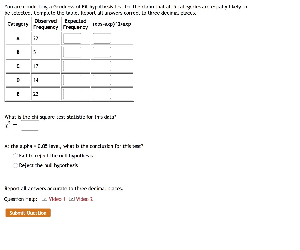 you are conducting a goodness of fit hypothesis test for the claim that ...