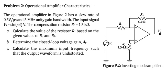 SOLVED: Problem 2: Operational Amplifier Characteristics The operational amplifier in Figure 2 ...