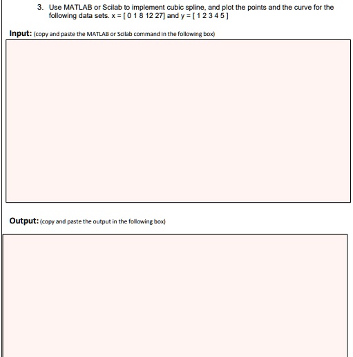 Solved Use Matlab Or Scilab To Implement Cubic Spline And Plot The Points And The Curve For The