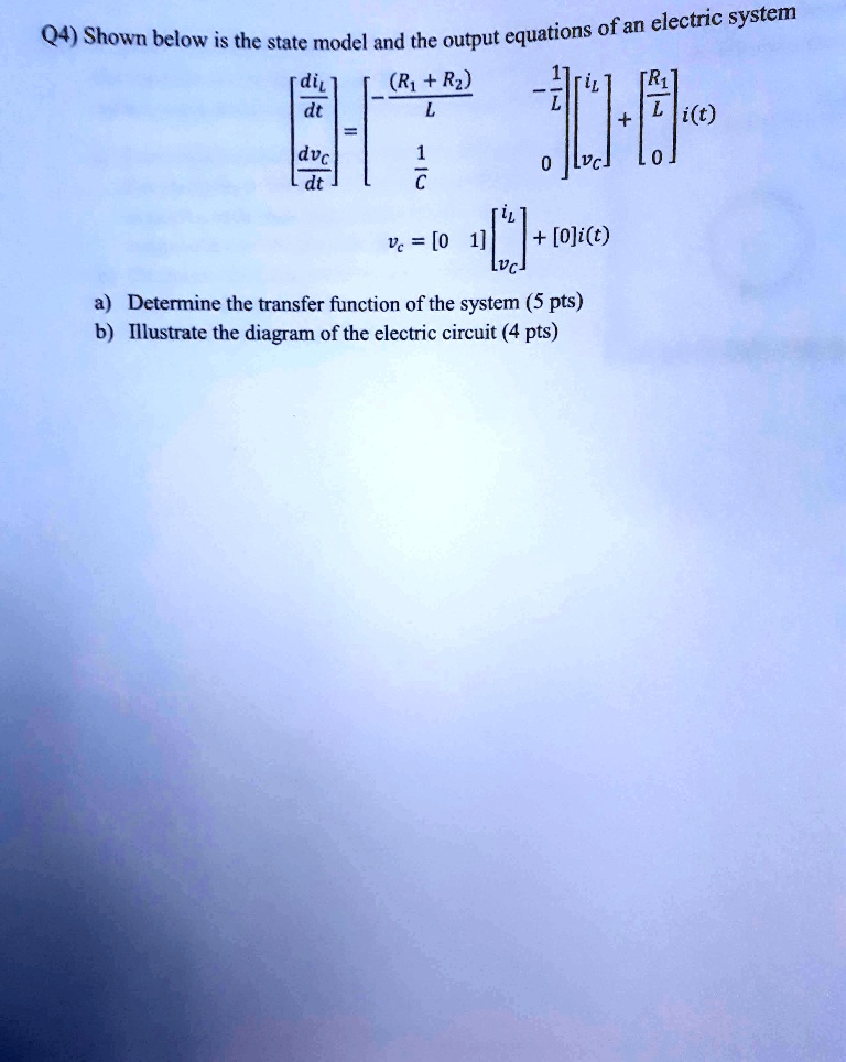 SOLVED: R+R2) 1][i] + dit sp dvc dt i(t) 1 2 vC vc=[0 ?[0]+ vc a ...