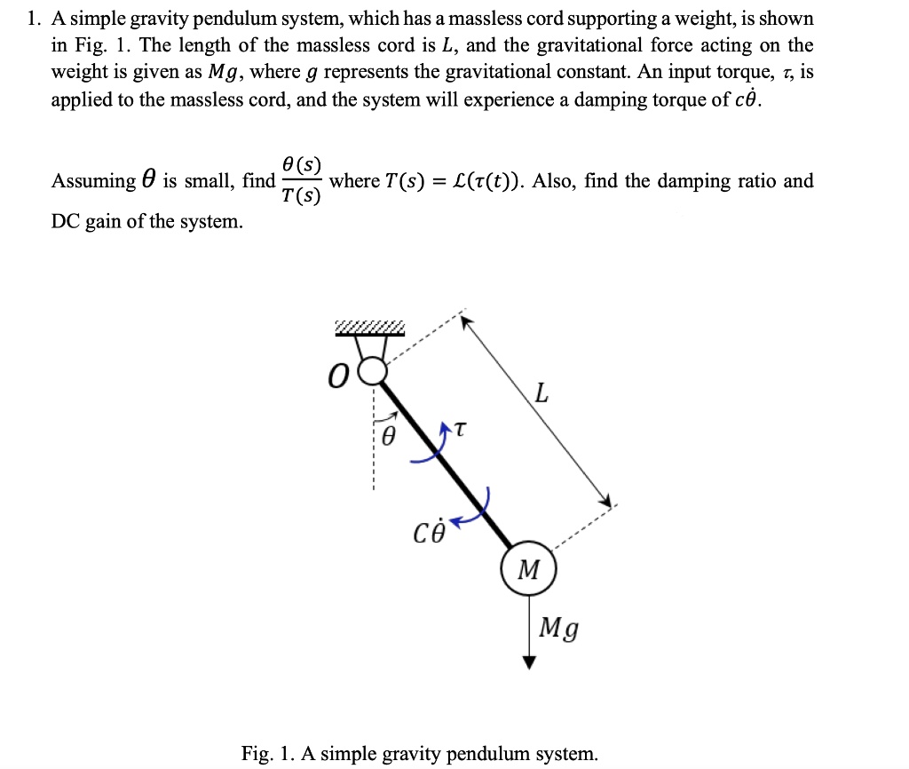 1. A simple gravity pendulum system, which has a massless cord ...