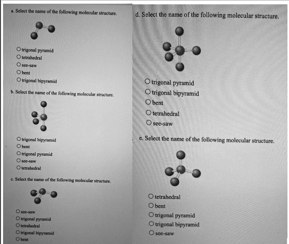 SOLVED: Select the name of the following molecular structure. Select the name of the following ...