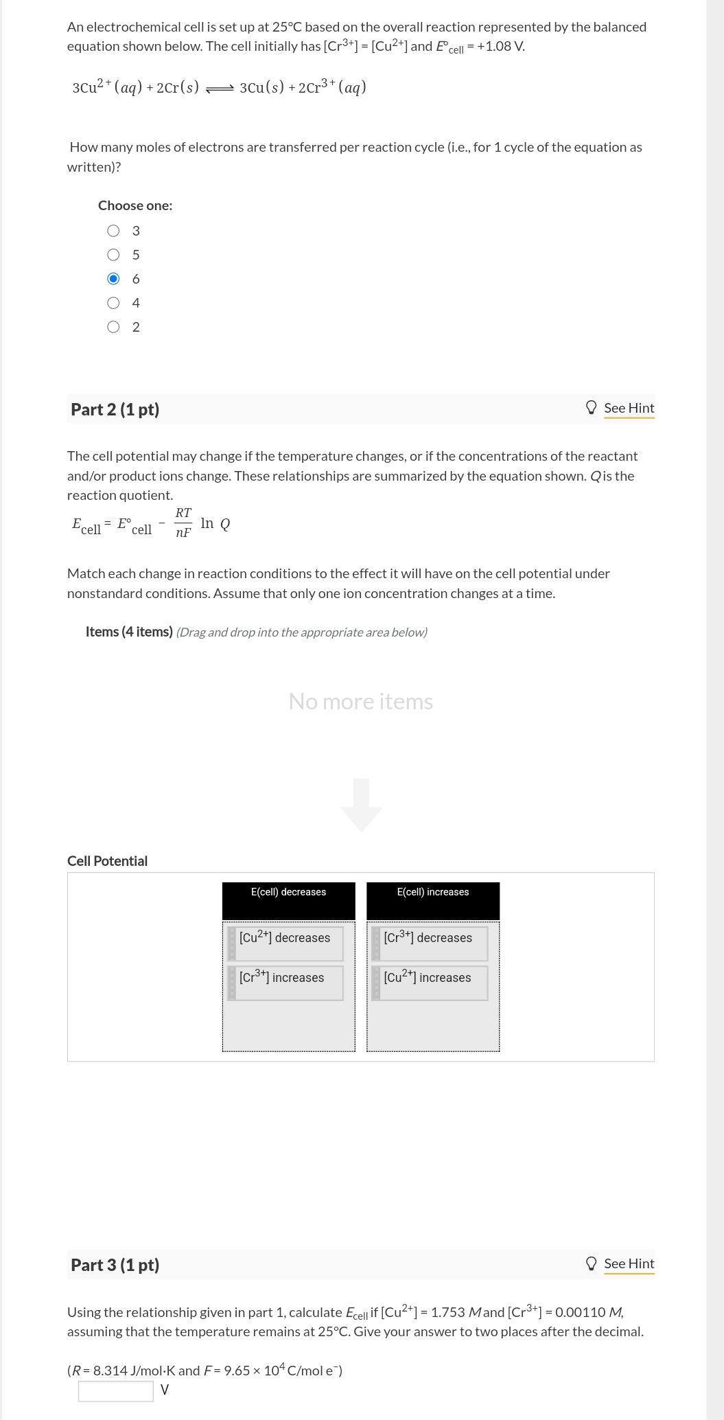 An electrochemical cell is set up at 25^∘C based on the overall ...