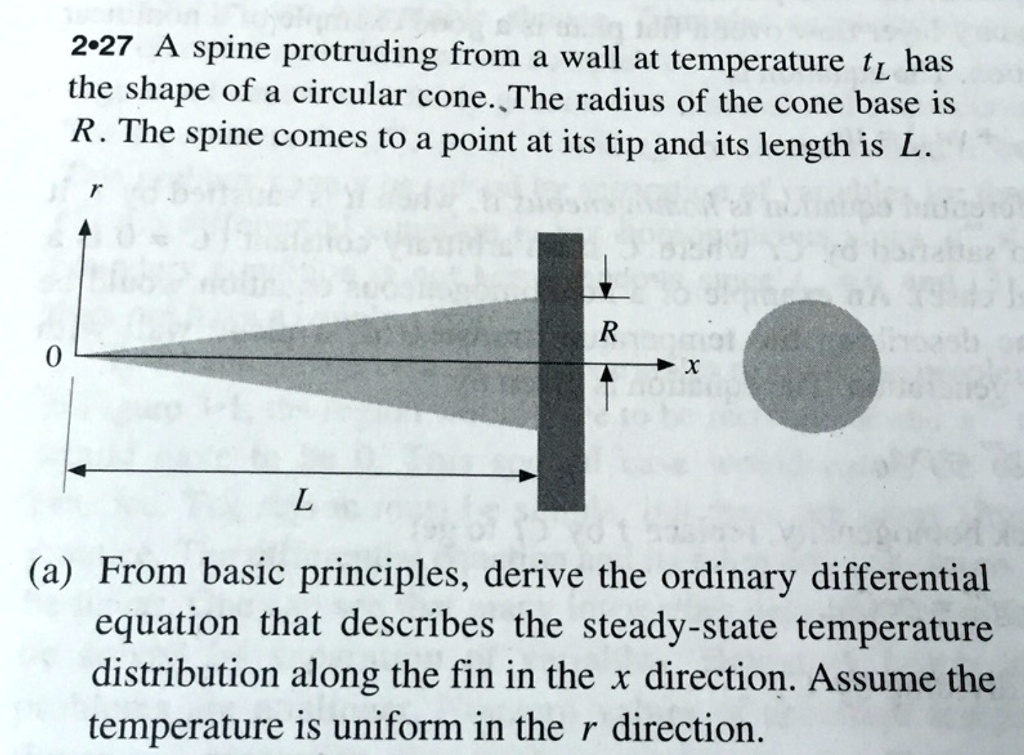 [GET ANSWER] 2-27 A spine protruding from a wall at temperature tL has ...