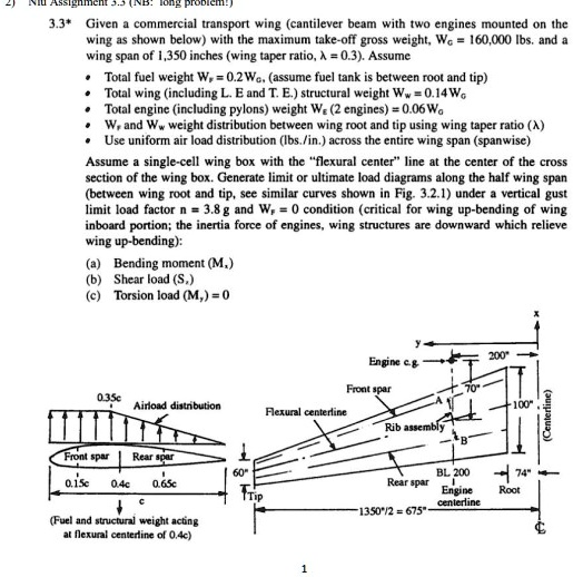 33 given a commercial transport wing cantilever beam with two engines ...