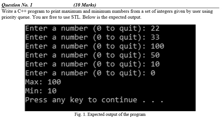 Solved Question No 1 10 Marks Write A C Program To Print The Maximum And Minimum Numbers