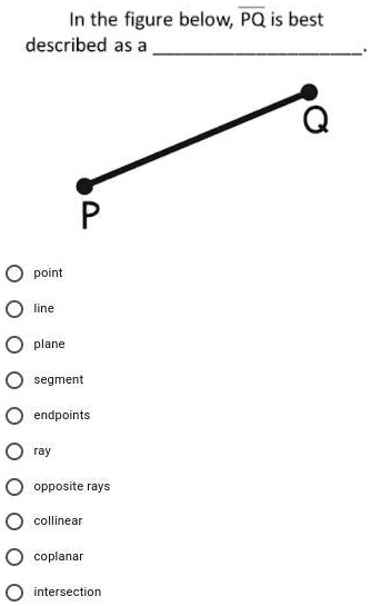 In the figure below, PQ is best described as a point line plane P ...