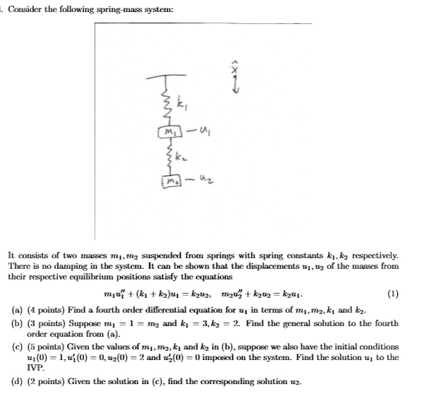 SOLVED: Consider the following spring-mass system: It consists of two ...