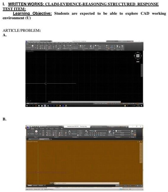 SOLVED: QUESTION: Between the two images A and B representing a CAD environment, which do you ...