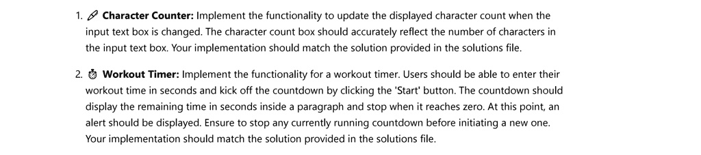 Solved Using Javascript 1 Character Counterimplement The Functionality To Update The