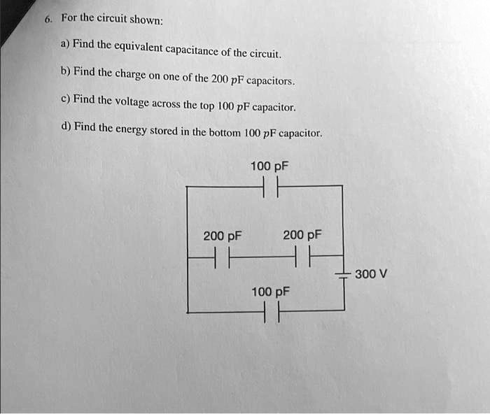 For the circuit shown: a) Find the equivalent = capacitance of the circuit, 6) Find the charge ...