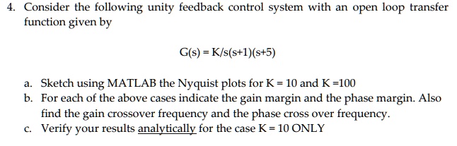 SOLVED: 4. Consider the following unity feedback control system with an open loop transfer ...