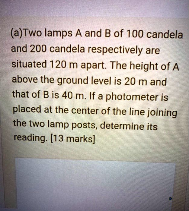 Two lamps A and B of 100 candela and 200 candela respectively are ...