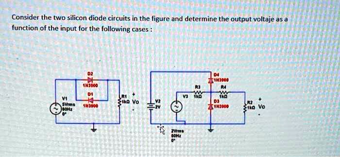 SOLVED: Consider the two silicon diode circuits in the figure and determine the output voltage ...