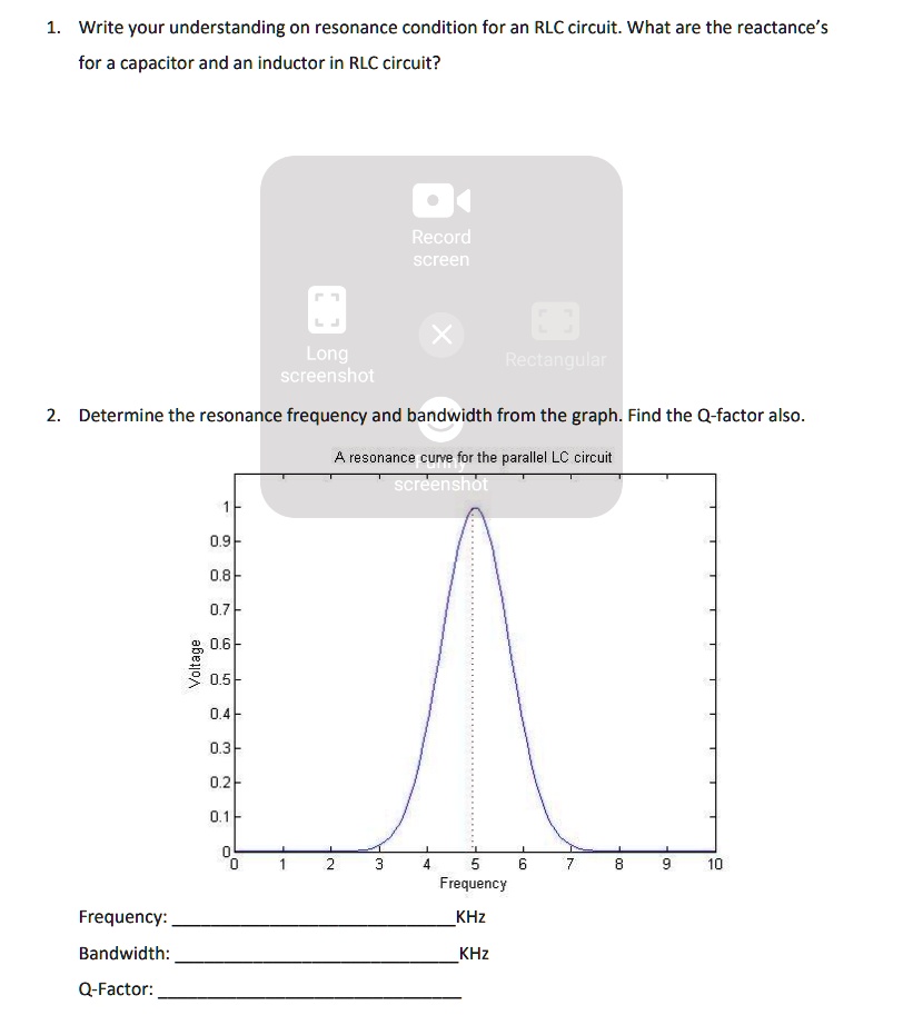 SOLVED: Write your understanding of the resonance condition for an RLC ...