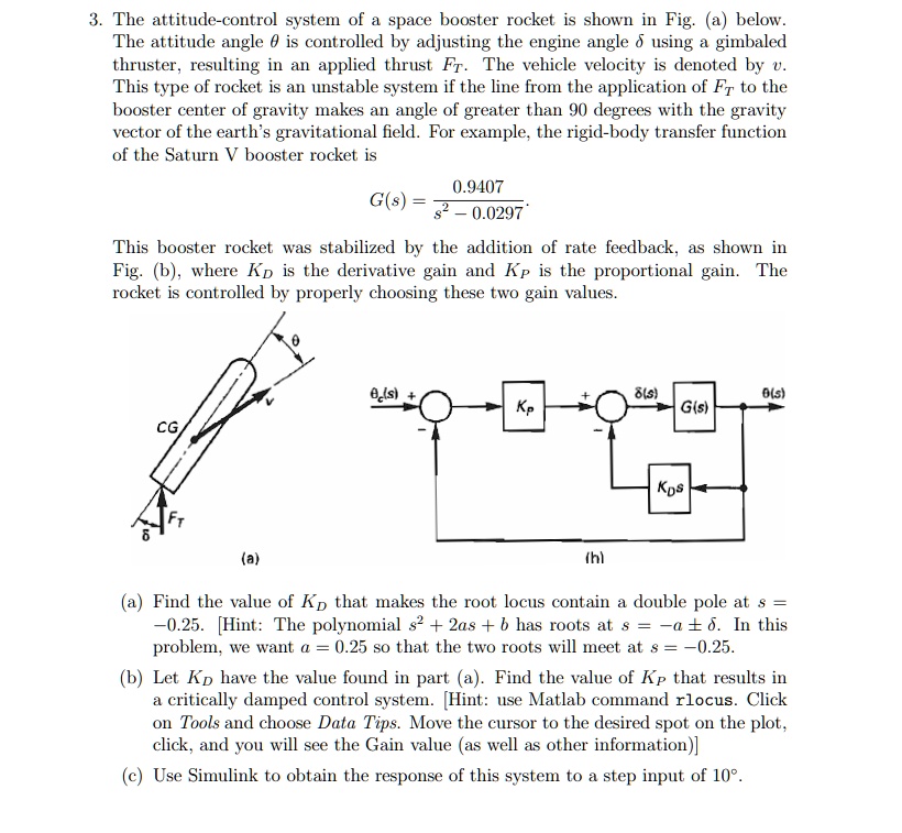 3 the attitude control system of a space booster rocket is shown in fig ...