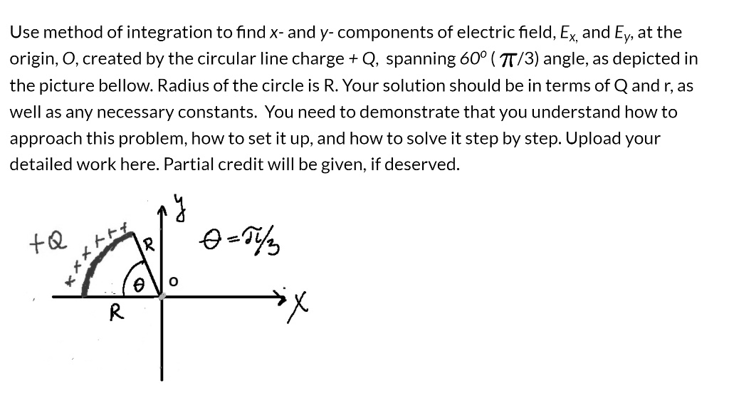 SOLVED: Use method of integration to find X- and y- components of electric field, Ex and Ey, at ...