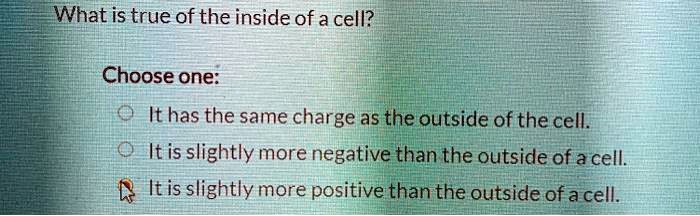 What is true of the inside of a cell? Choose one: It has the same ...