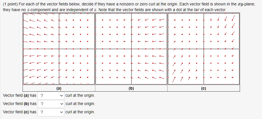 point for each of the vector fields below decide if they have nonzero ...