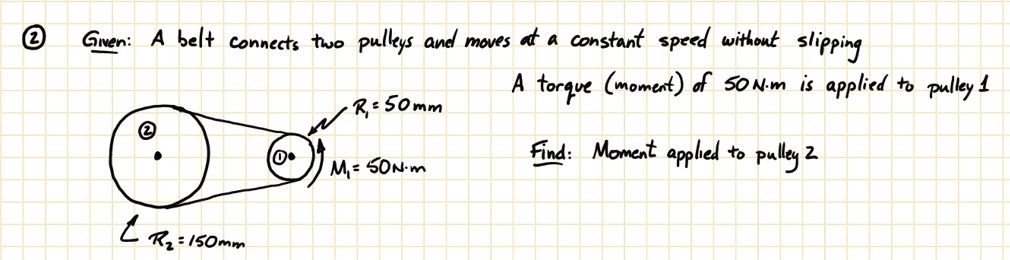 ? Given: A belt connects two pulleys and moves at a constant speed ...