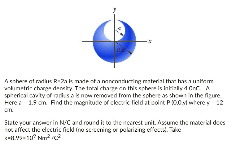 SOLVED: 23 A sphere of radius R-2a is made of a nonconducting material that has a uniform ...