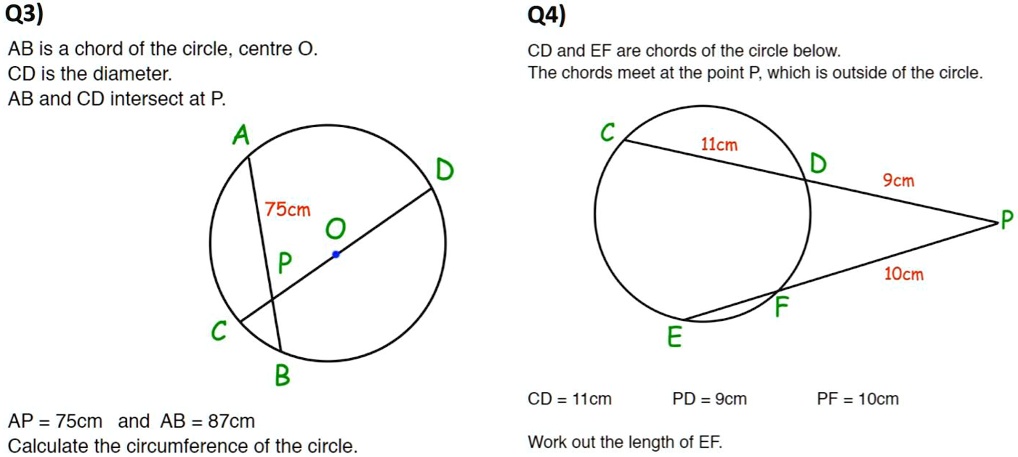 SOLVED: Q3) AB is a chord of the circle, center O. CD is the diameter. AB and CD intersect at P ...