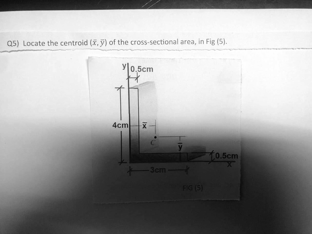 SOLVED: Q5) Locate the centroid (x, Y) of the cross-sectional area in Fig (5). Y = 3 cm c = 4 cm ...