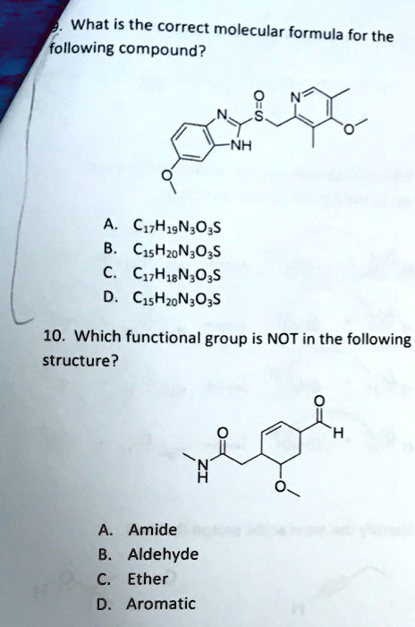 SOLVED: What is the correct molecular formula for = the following compound? NH CizHigN;O;S ...