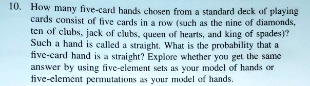 10. How many five-card hands chosen from a standard deck of playing ...