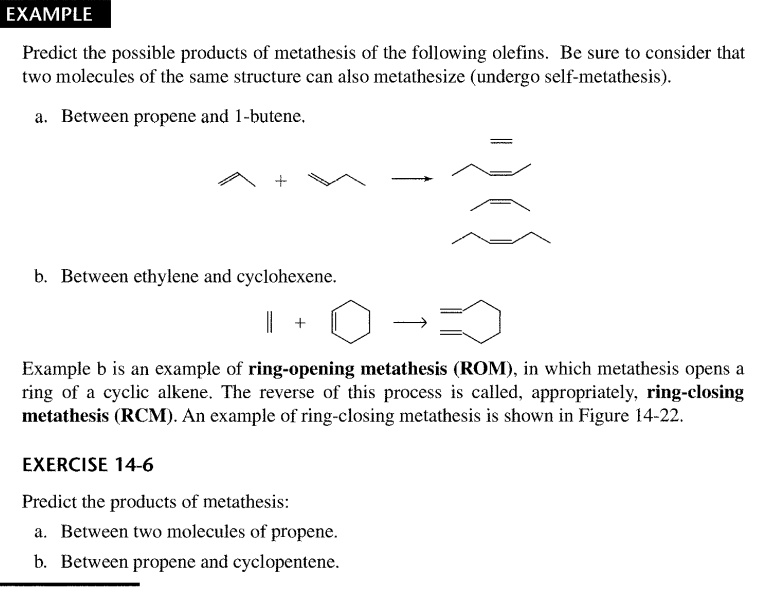 EXAMPLE Predict the possible products of metathesis of the following ...