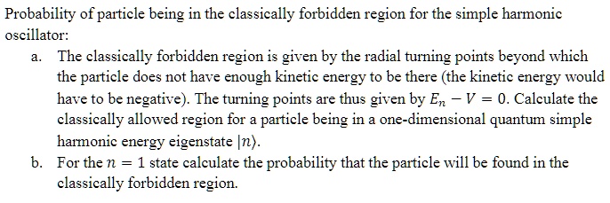 Probability of particle being in the classically forbidden region for ...