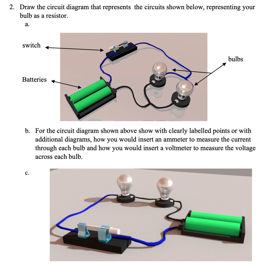 draw the circuit diagram that represents the circuits shown below representing your bulb as a ...