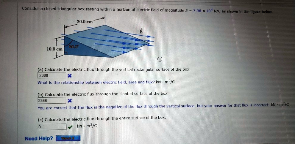 consider closed triangular box resting within horizontal electric field ...