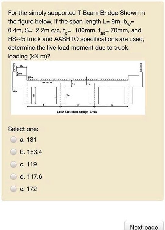 for the simply supported t beam bridge shown in the figure below if the ...