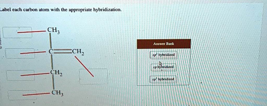 label each carbon atom with the appropriate hybridization ch3 answer ...