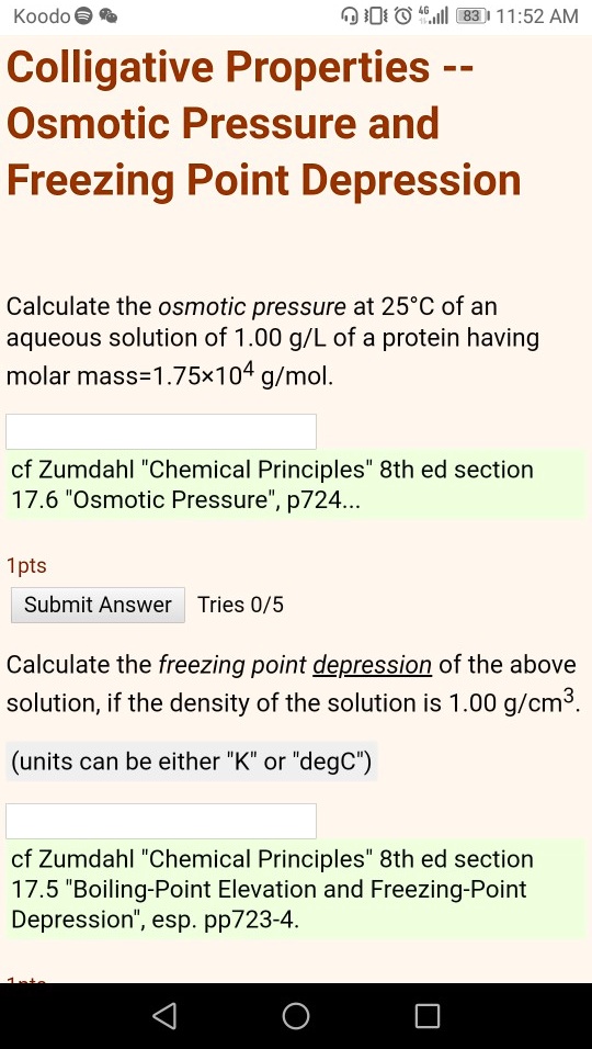 koodo 0 04 4ll 1152 am colligative properties osmotic pressure and freezing point depression ...