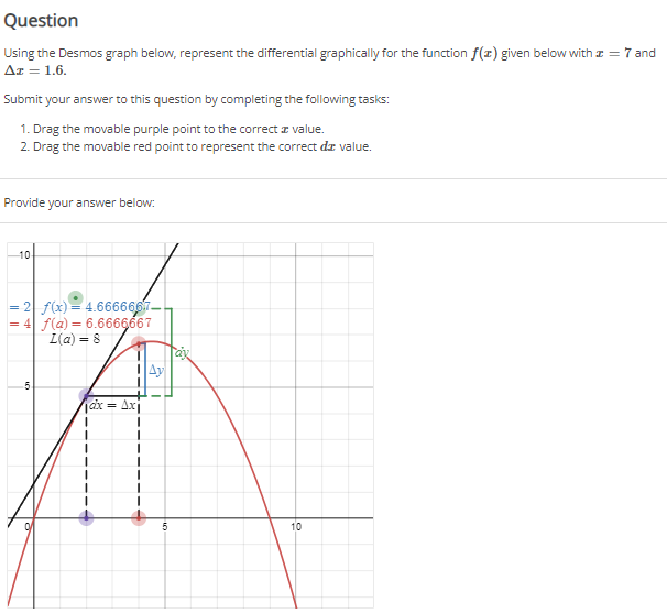 Question Using the Desmos graph below, represent the differential ...