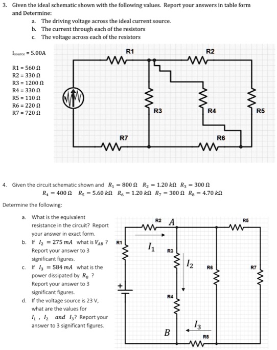 SOLVED: 3 Given the ideal schematic shown with the following values. Report your answers in ...