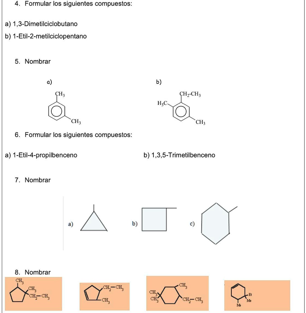 nombrar los siguientes ciclos formular los siguientes compuestos a 13 ...