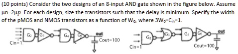 SOLVED: (10 points) Consider the two designs of a 2-input AND gate shown in the figure below ...