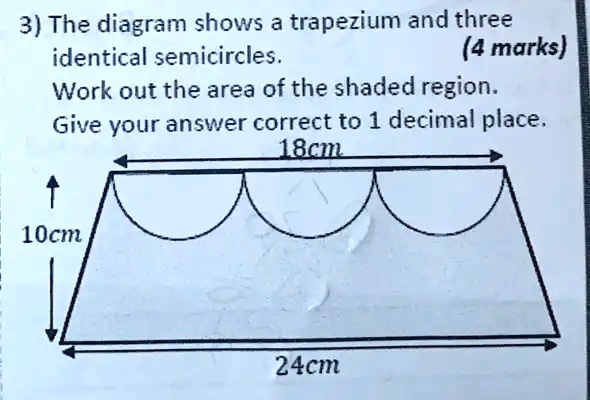 3) The diagram shows a trapezium and three identical semicircles. (4 ...