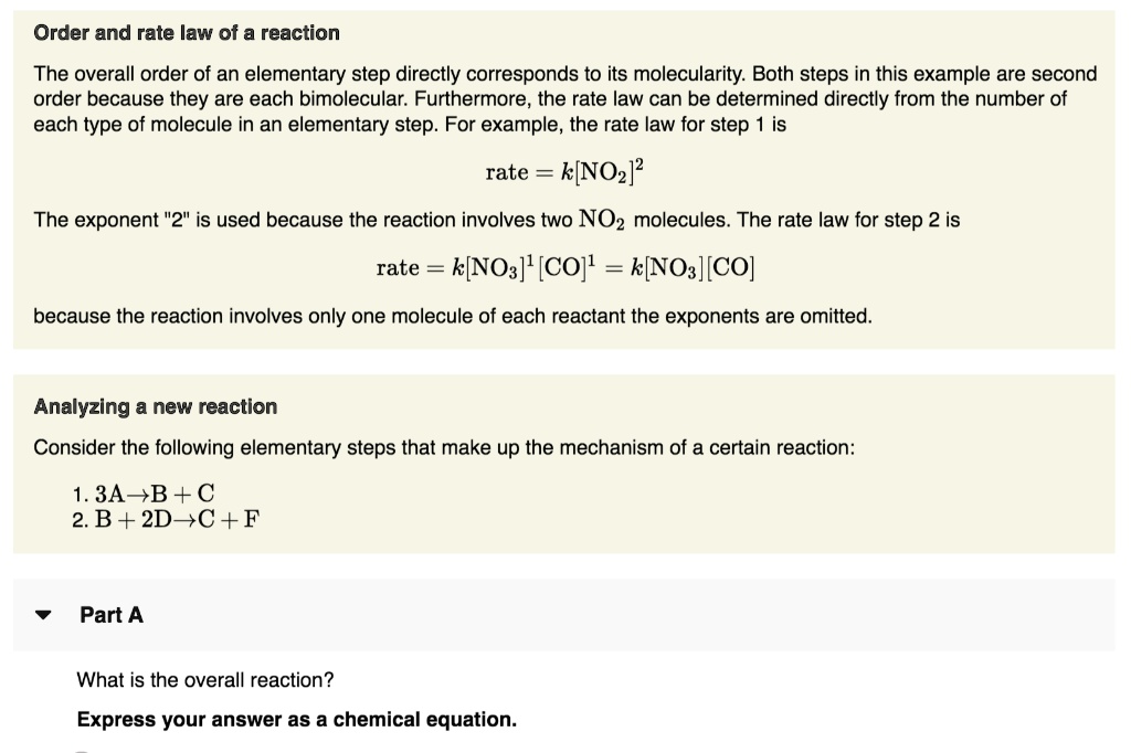 SOLVED: Order and rate law of a reaction The overall order of an ...