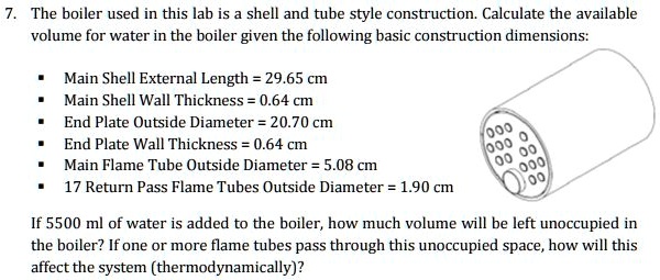 SOLVED: The boiler used in this lab is a shell and tube style ...