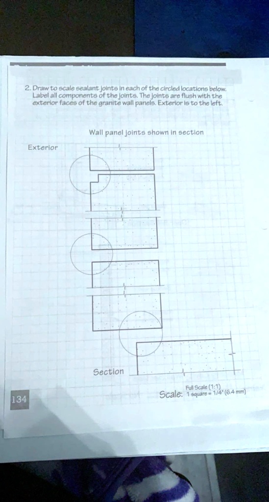 2. Draw to scale sealant joints in each of the circled locations below ...