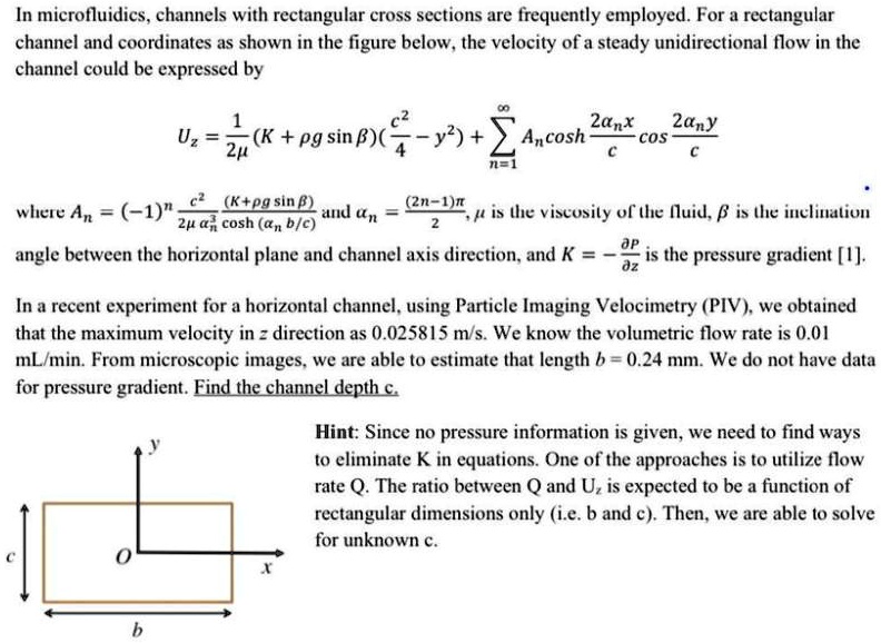 In microfluidics, channels with rectangular cross sections are frequently employed. For a ...