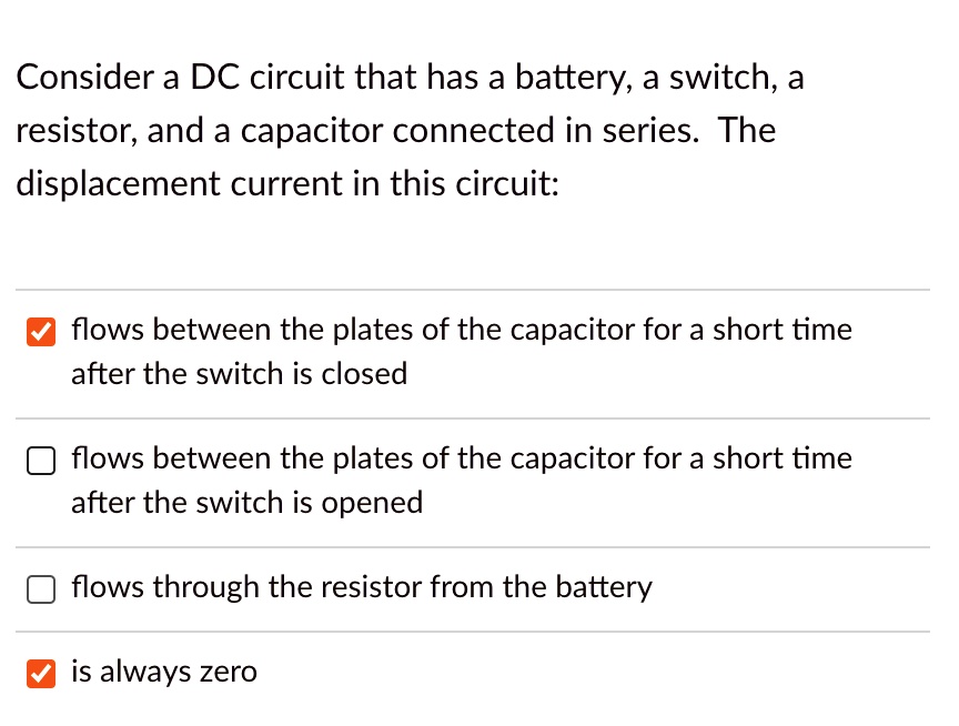 SOLVED: Consider a DC circuit that has a battery, a switch; a resistor ...