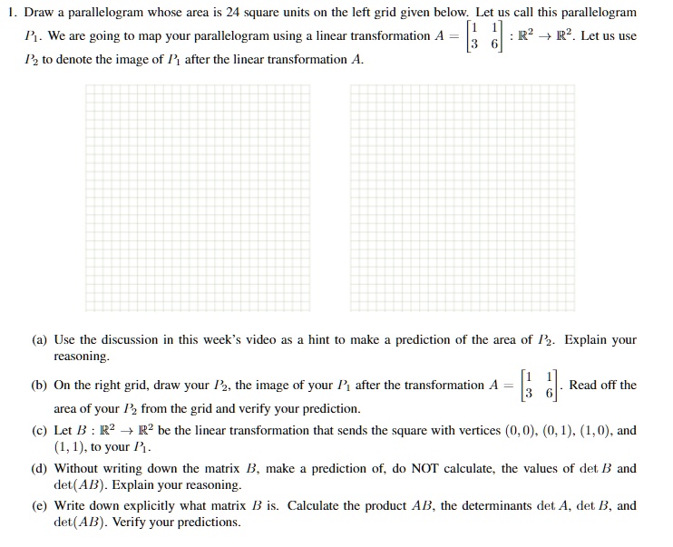 SOLVED:Draw parallelogram whose area is 24 square units on the left ...